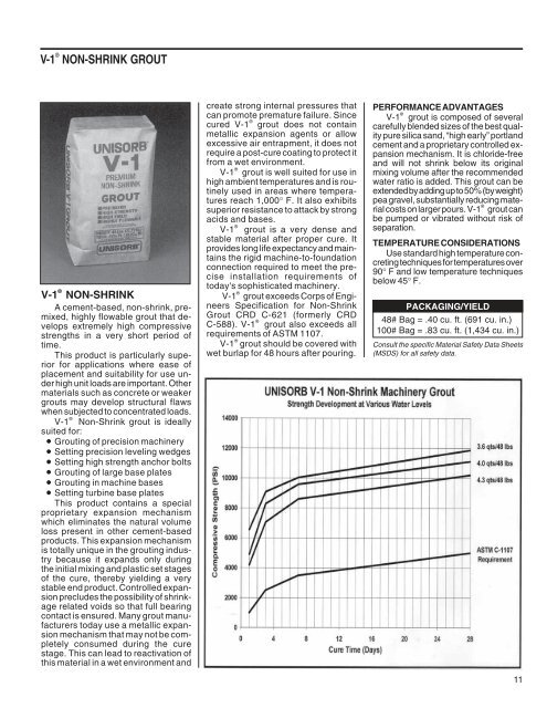 V-1Â® NON-SHRINK GROUT - Unisorb Installation Technologies