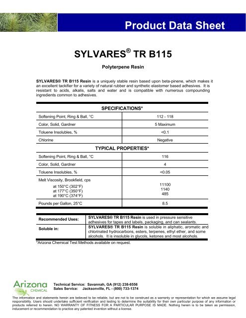 PDS - Arizona Chemical