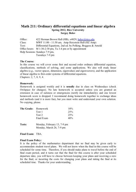 Math 211 - Department of Mathematics - Rice University