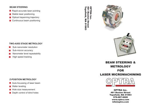 Beam Steering and Metrology for Laser Micromachining - OPTRA