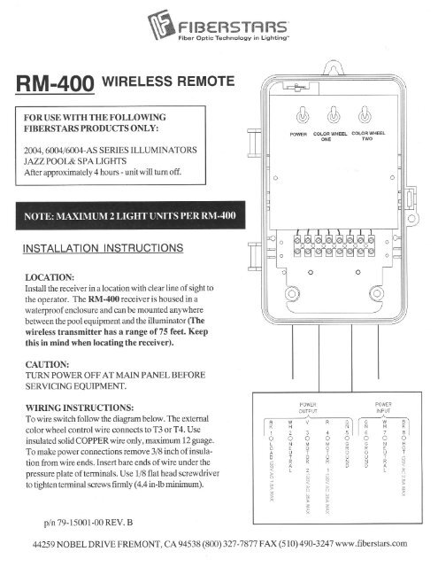 Fiberstars Pool Lights Manual | Shelly Lighting