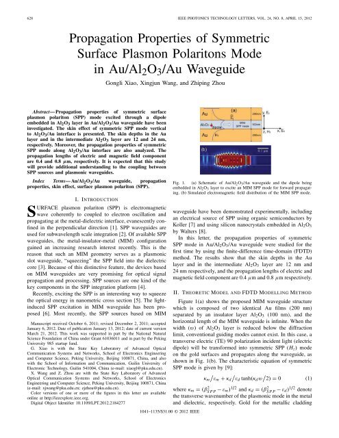 Propagation Properties of Symmetric Surface Plasmon Polaritons ...