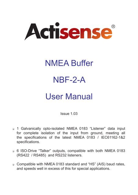 NMEA Buffer NBF-2-A User Manual - Actisense