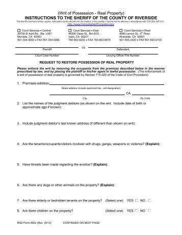 No. 66A - Writ of possession