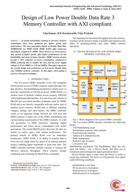Design of Low Power Double Data Rate 3 Memory Controller with ...