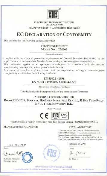 ec declaration of conformity - Philips