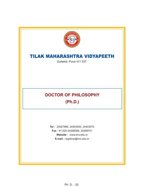 Ph.D Rules & Guidelines - Tilak Maharashtra Vidyapeeth