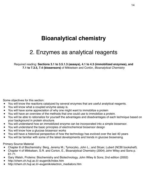 Bioanalytical chemistry 2. Enzymes as analytical reagents