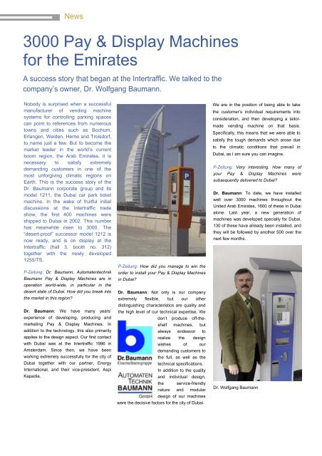 3000 Pay & Display Machines for the Emirates - ATB