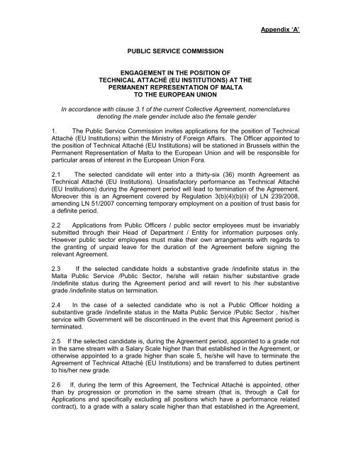 Technical Attache - Ministry of Foreign Affairs Malta