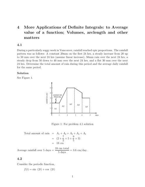 4 More Applications of Definite Integrals: to Average value of a function