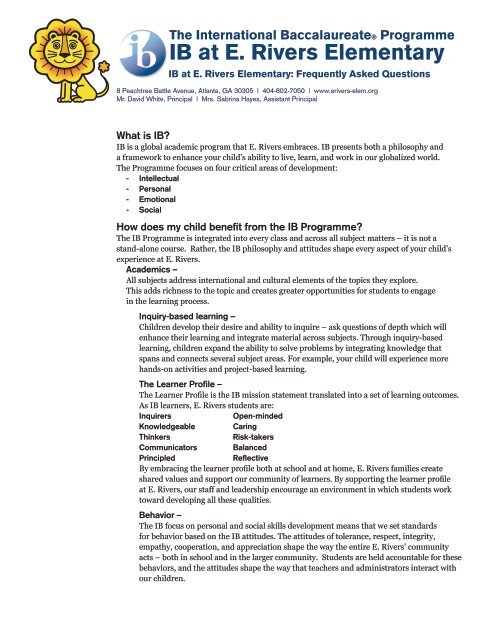 IB at E. Rivers Elementary - E. Rivers Elementary School