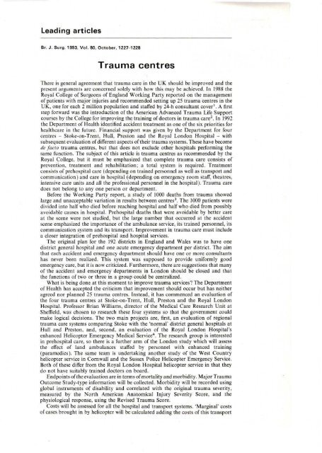 Trauma centres - Richard Earlam