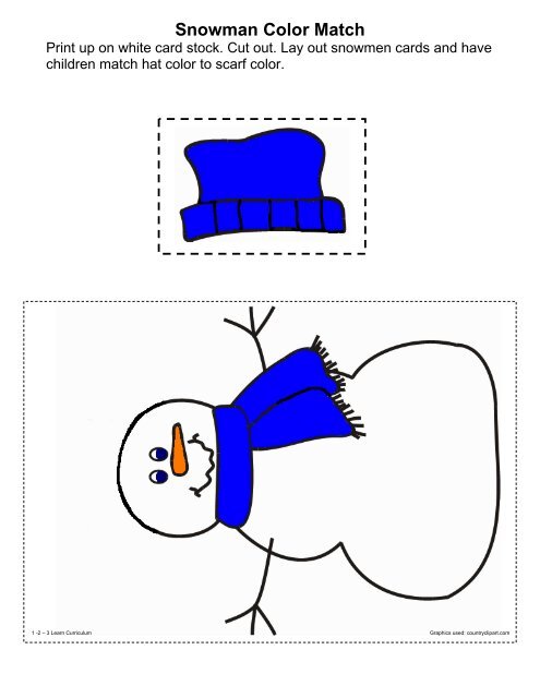 Snowman Color Match - 1 - 2 - 3 Learn Curriculum