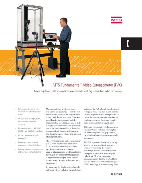 MTS Fundamentalâ ¢ Video Extensometer (FVX)