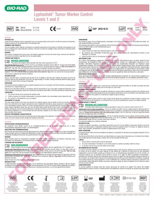 LyphochekÂ® Tumor Marker Control - BIO-RAD