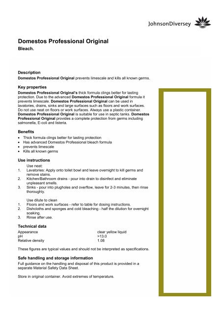 Domestos Thick Bleach Safety Data Sheet Compare Cheap | www ...