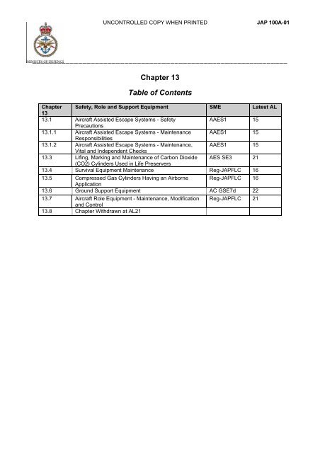 Chapter 13 - Military Aviation Authority