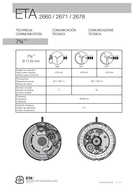 ETA 2660 - 2671 - Cousins UK
