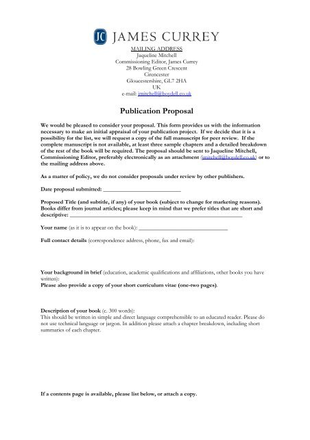 Proposal Form - James Currey
