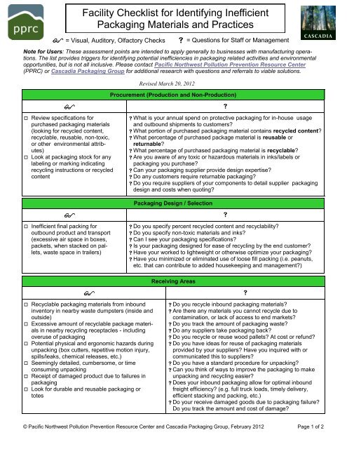 Sustainable Packaging Checklist for Manufacturers - Pacific ...