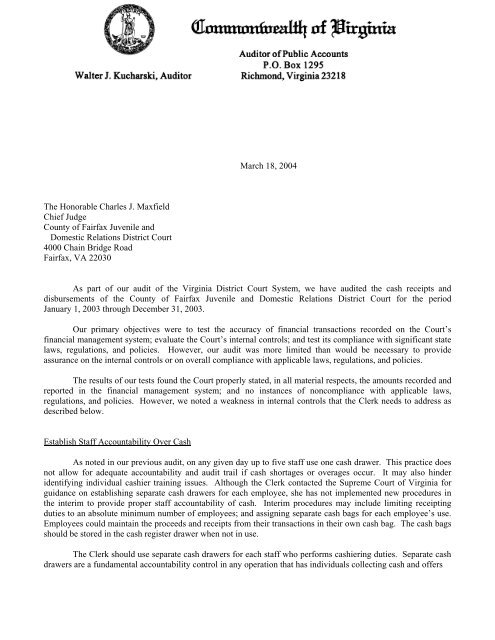 March 18, 2004 The Honorable Charles J. Maxfield Chief Judge ...