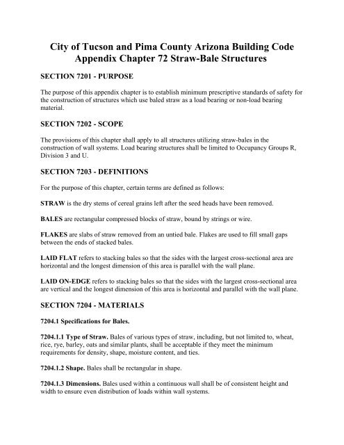 City of Tucson and Pima County Arizona Building Code Appendix ...