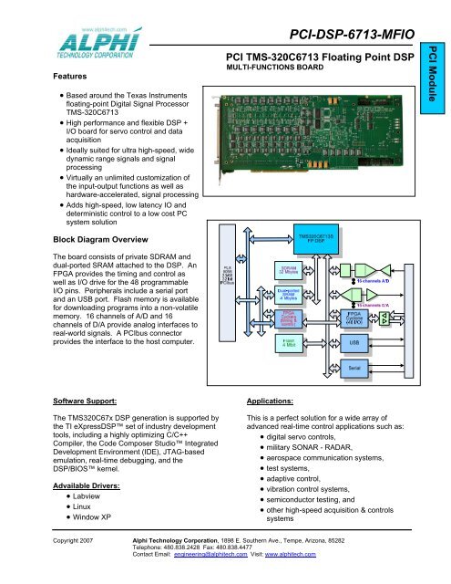 PCI-DSP-6713B â MFIO - Alphi Technology