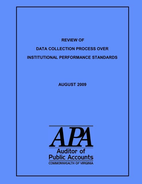 Review of Data Collection Process over Institutional Performance ...