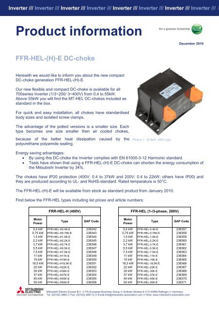 FFR-HEL-(H) - Esco Drives & Automation
