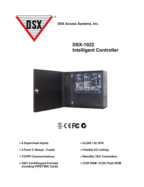 DSX-1022 Intelligent Controller - DSX Access Systems, Inc.