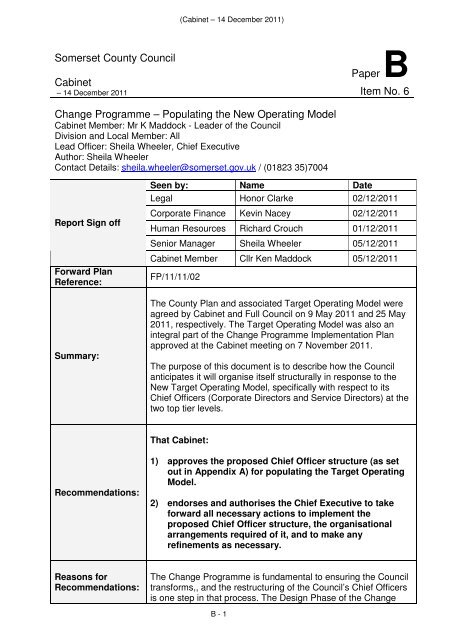 Implementing the Target Operating Model - Somerset County Council
