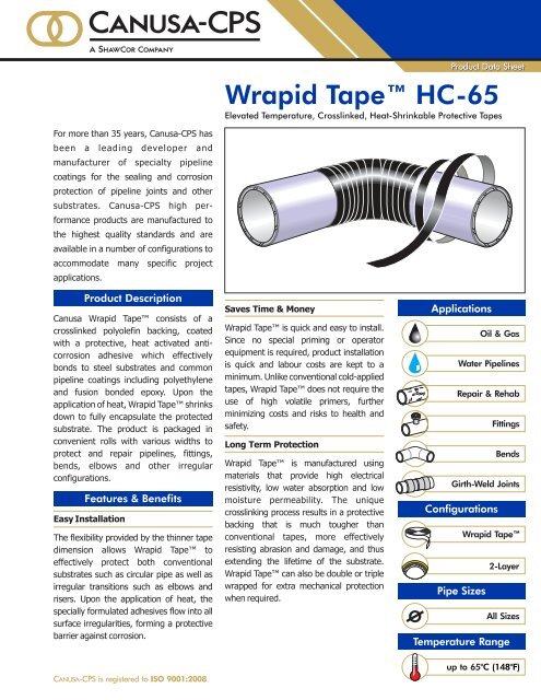 Wrapid Tapeâ ¢ HC-65 - Canusa-CPS