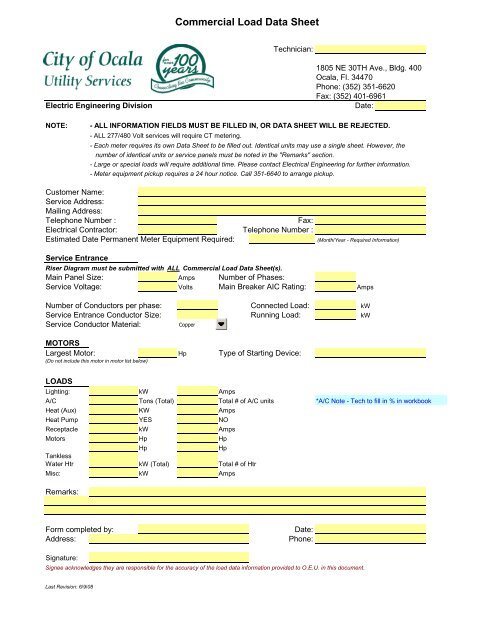 Load Data Sheet Summary