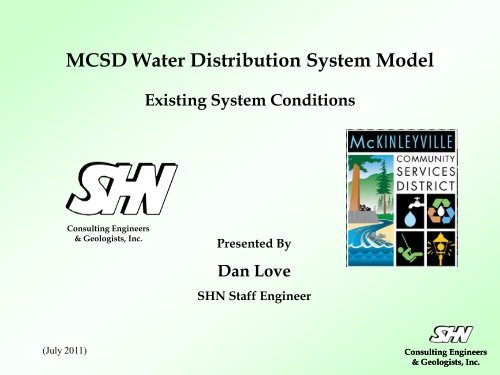 Mcsd Water Distribution System Model Mckinleyville Community