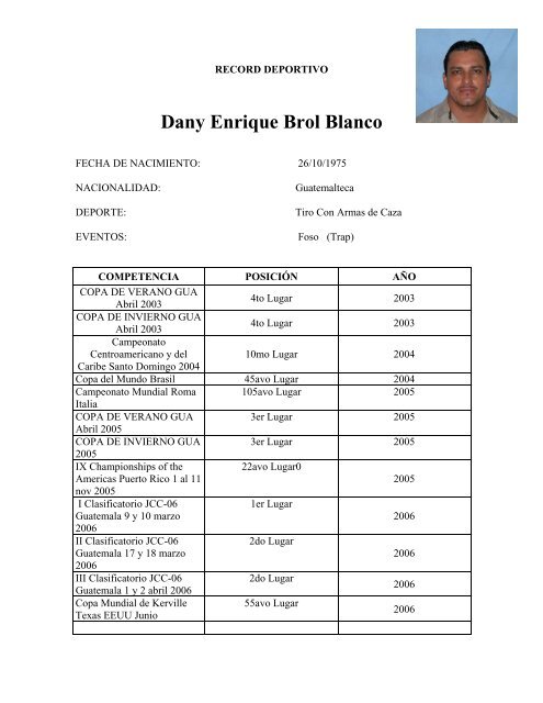 Dany Enrique Brol Blanco - Asociación Deportiva Nacional de Tiro ...