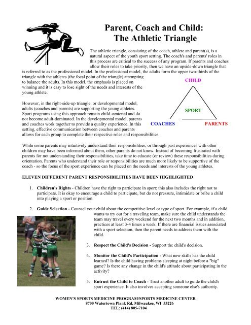 The athletic triangle, consisting of the coach, athlete and parent(s ...