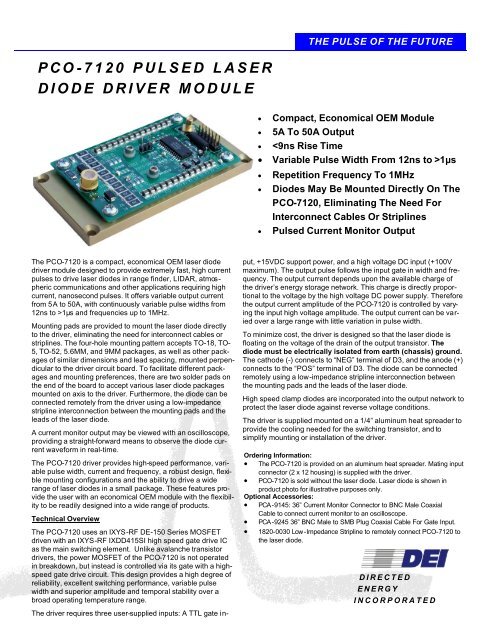 PCO-7120 PULSED LASER DIODE DRIVER MODULE - IXYS Power
