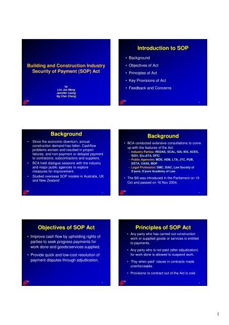 (sop) act - Building & Construction Authority