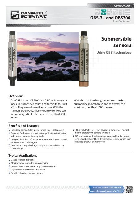 OBS-3+ and OBS300 Turbidity Sensors - Campbell Scientific