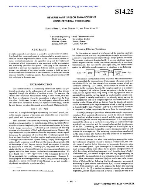 Reverberant Speech Enhancement Using Cepstral Processing