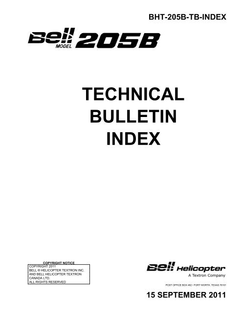 TECHNICAL BULLETIN INDEX - BellCustomer.com