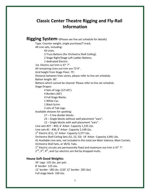 Theater Fly System With Weights