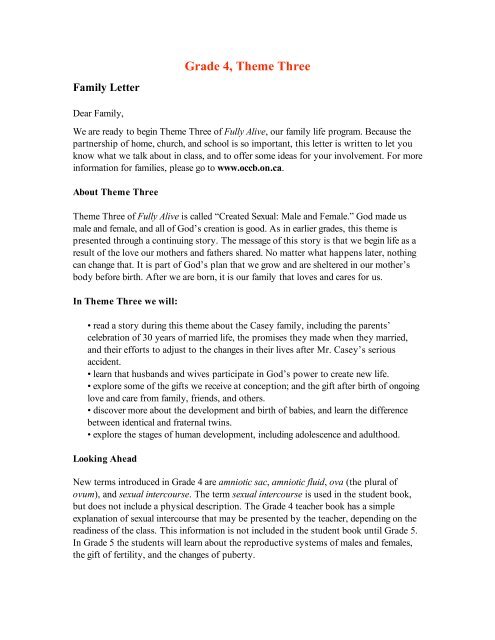 Grade 4, Theme Three - Assembly of Catholic Bishops of Ontario