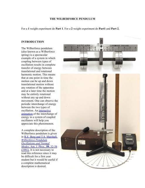 Wilberforce Pendulum