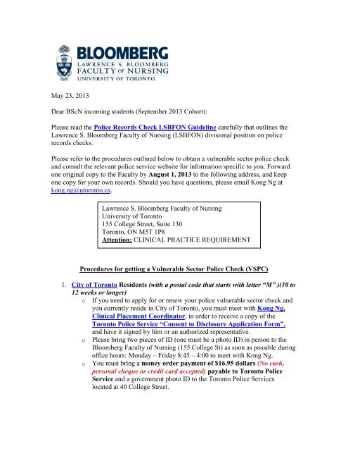 Procedures for getting a Vulnerable Sector Police Check 2013