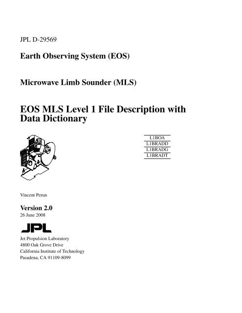 EOS MLS Level 1 File Description with Data Dictionary