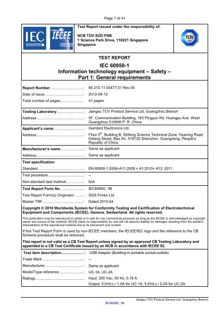 IEC 60950 Attachment 2 - Gembird