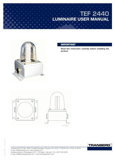 User Manual - Tranberg