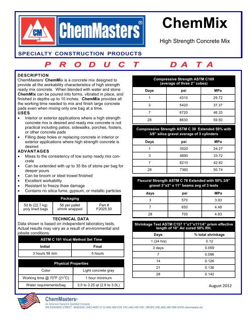 Technical Data Sheet - ChemMasters